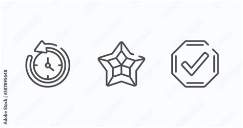 Set Of 3 Thin Line Icons In User Interface Concept Outline Icons Including Anti Clockwise Thin