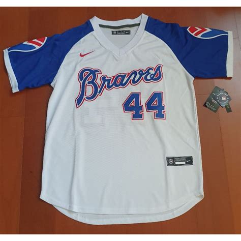 全新 Mlb Nike 亞特蘭大勇士 Braves 漢克阿倫 Hank Aaron 復刻版 復古 球衣 全壘打王 蝦皮購物