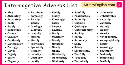 500 Interrogative Adverbs List From A To Z In English Mr Mrs English