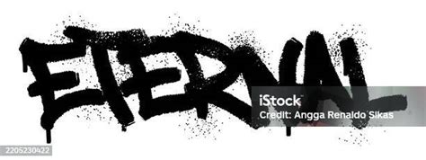 영원한 단어 낙서 흑인과 백인 에어 브러시 스프레이 페인트 타이포그래피 검은색에 대한 스톡 벡터 아트 및 기타 이미지 검은색 그래피티 길거리 스타일 Istock