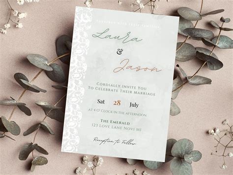 Plantilla De Invitación De Boda De Canva Invitación De Boda Imprimible Invitación De Boda