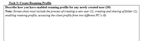 Solved Task 3 Create Roaming Profile Describe How You Have Chegg Com