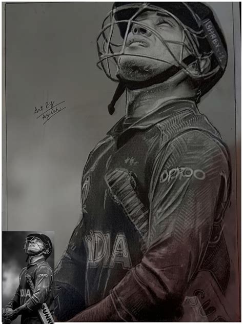 drawing sketch of ms dhoni by ayush upreti ourartcorner