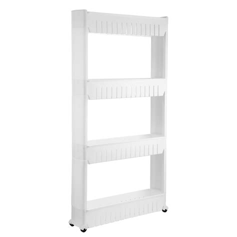 Global Phoenix 4 Tiers Slim Storage Cart Mobile Rolling Shelf Unit