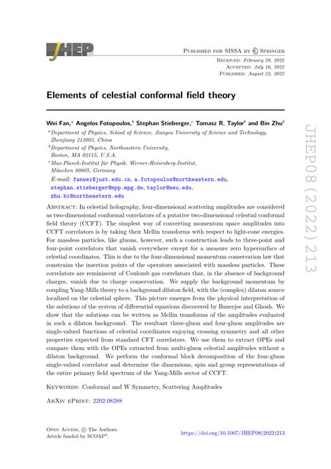 Pdf Elements Of Celestial Conformal Field Theory