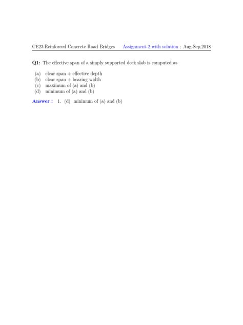 week 2 assignment solution c bridges 30032020 pdf beam structure reinforced concrete