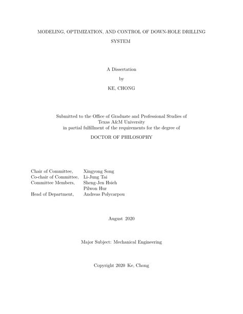 Pdf Modeling Optimization And Control Of Down Hole Drilling System