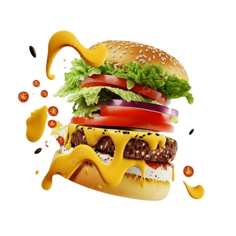 3d Food Burger Multi Layered Colorful Three Dimensional Effect Food