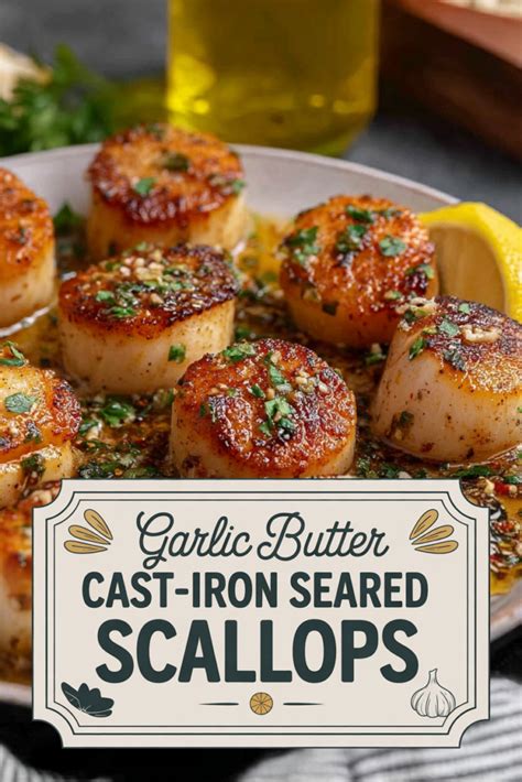Garlic Butter Cast Iron Seared Scallops Recipe