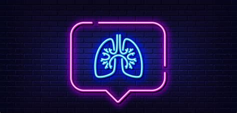 폐 선 아이콘 폐렴 질환 기호 네온 라이트 스피치 버블 벡터 고급에 대한 스톡 벡터 아트 및 기타 이미지 고급 기관지