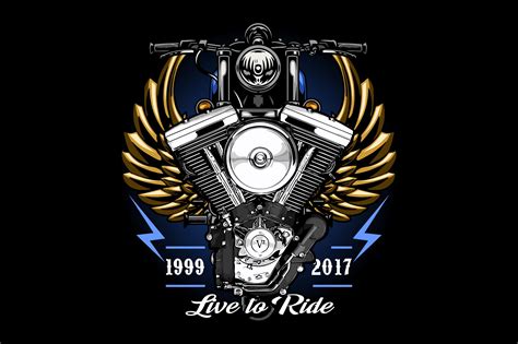 V Twin Wing Engine With Motorbike Graphic By Jellybox999 · Creative Fabrica
