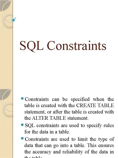 Sql Constraints Pdf Table Database Data Model