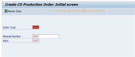 KKF SAP Tcode Create CO Production Order
