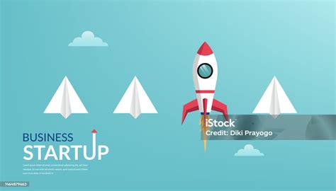 로켓 기호가 있는 제품을 출시하는 비즈니스 시작 성공적인 창업 종이 비행기 은유 중 창의적이고 독특한 사업 아이디어 개념에 대한 스톡 벡터 아트 및 기타 이미지 Istock
