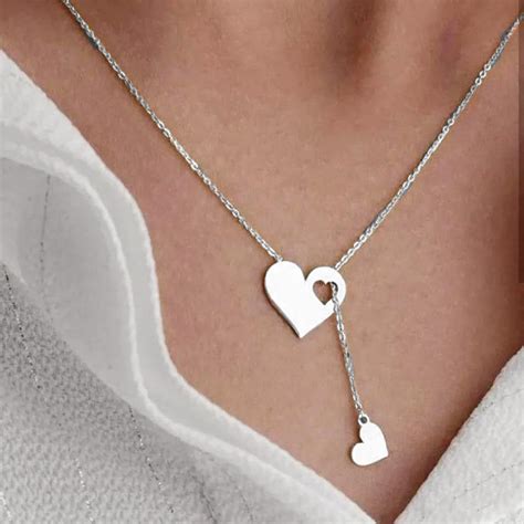 Cute Heart Necklace Silver Heart Pendant Necklaces Small Silver Love