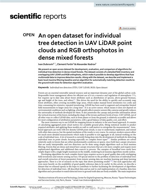 Pdf An Open Dataset For Individual Tree Detection In Uav Lidar Point Clouds And Rgb