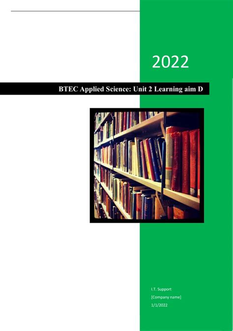 BTEC Applied Science Unit Learning Aim D LATEST UPDATE BTEC Applied Science Unit