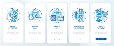 Self Development Tips Blue Onboarding Mobile App Page Screen With Concepts 2213013 Vector Art At