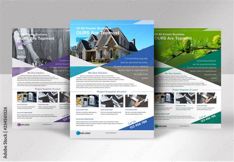 Business Flyer Layout With Diagonal Triangle Elements Stock Template