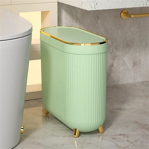 Bathroom Trash Can With Lid 31 Gallon12 Liter Slim Rubbish Bin