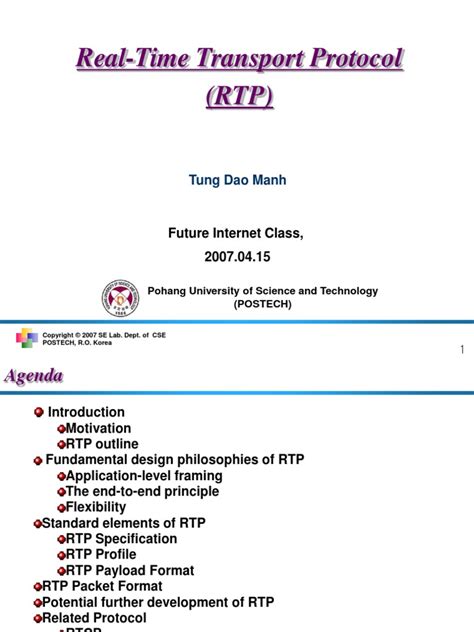 Real Time Transport Protocol Rtp Tung Dao Manh Pdf Transmission Control Protocol