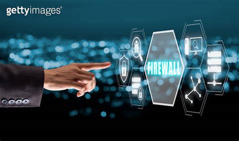 Firewall Computing Security Concept Person Hand Touching Firewall Icon On Virtual Screen
