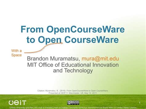 From Opencourseware To Open Courseware Ppt