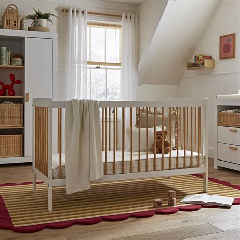 Nola Cot Bed White And Natural Cot Beds Cuddleco