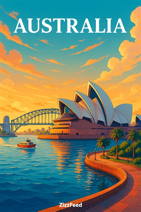 Australia Sunset Over Sydney Harbour Travel Posters Posters