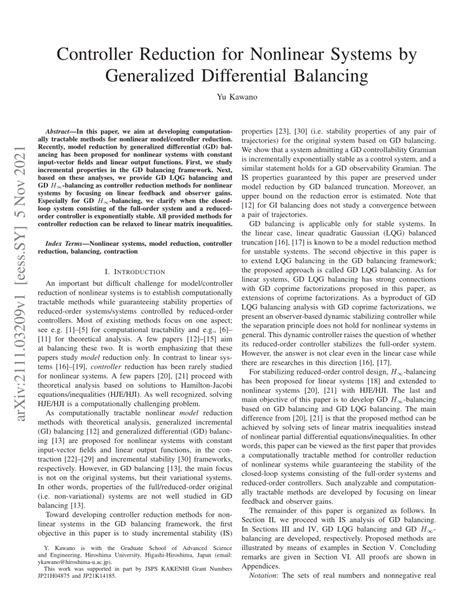 Pdf Controller Reduction For Nonlinear Systems By Generalized