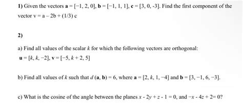 solved 1 given the vectors