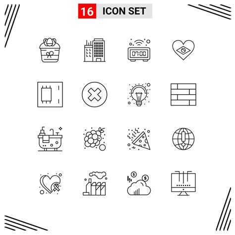 16 Thematic Vector Outlines And Editable Symbols Of Chip Flag Real Brazil Watch Editable Vector