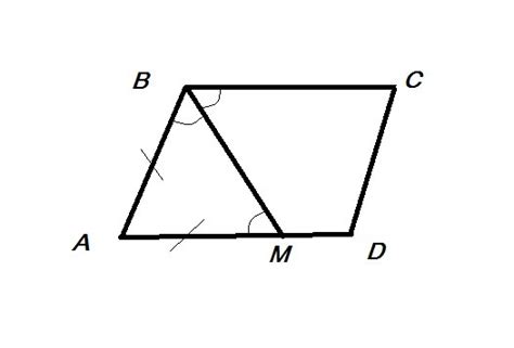 В параллелограмме АВСd проведена биссектриса угла В которая пересекает сторону Аd в точке М