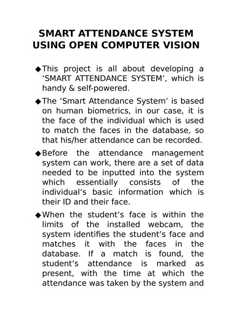 major project abstract smart attendance system using open computer vision this project is all