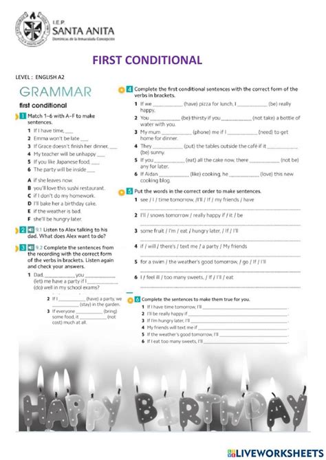 First Conditional Online Exercise For A2 Live Worksheets