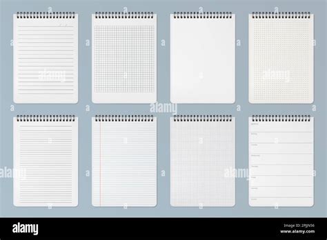 Notebooks Sheets Set Lined Checkered And Dots Pages For Memo Pads And