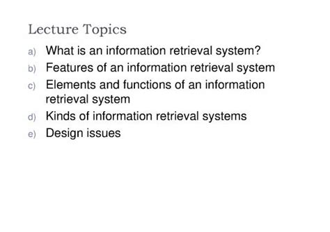 Information Retrieval Pdf 179454 Topic 2 Basic Concepts Of Information Retrieval Systems