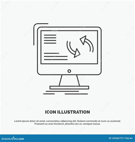 Synchronization Sync Information Data Computer Icon Line Vector Gray Symbol For Ui And Ux