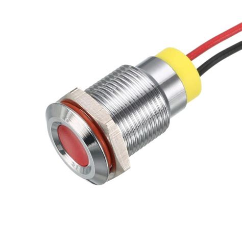 Led Indicator Light Ac Dc 110v 12mm Flush Panel Mount Red Led Metal