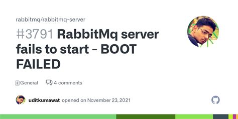 Rabbitmq Server Fails To Start Boot Failed · Rabbitmq Rabbitmq Server · Discussion 3791 · Github