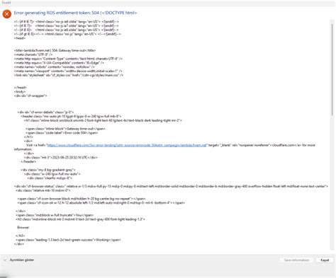 FiveM Error generating ROS entitlement token 504 hatası Technopat