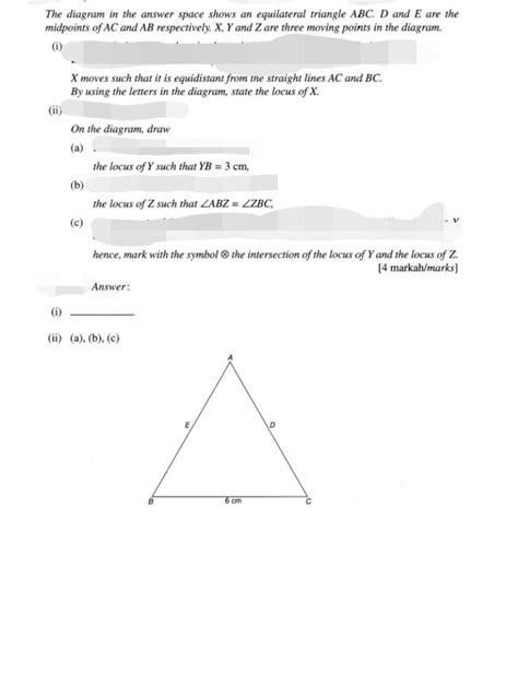 Solved The Diagram In The Answer Space Shows An Equilateral Triangle Abc D And E Are The