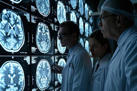 Premium Photo Medical Professionals Examining Brain Mri Scans