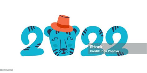 귀여운 푸른 호랑이와 편지 새해 2022 중국 설날의 상징 디자인에 대한 손으로 그린 그림 흰색 배경에 격리 Eps 10 0명에 대한 스톡 벡터 아트 및 기타 이미지