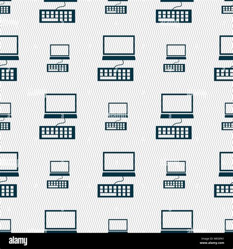 Computer Monitor And Keyboard Icon Seamless Abstract Background With Geometric Shapes Vector