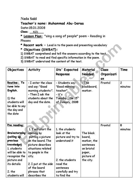Reading Groups Lesson Plan