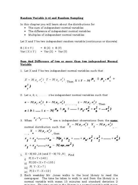 2009 Linear Combination Of R V Pdf Standard Deviation Normal Distribution