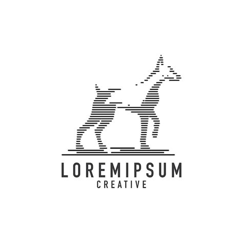 도베르만 개 로고 디자인 서식 파일 프리미엄 벡터