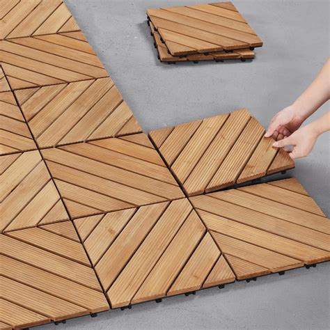 Interlocking Deck Tiles Yaheetech 54pcs Acacia Wood Interlocking