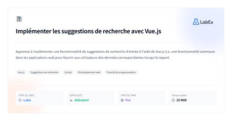 Suggestions De Recherche Dentrée Vuejs 2x Tutoriel De Programmation Labex